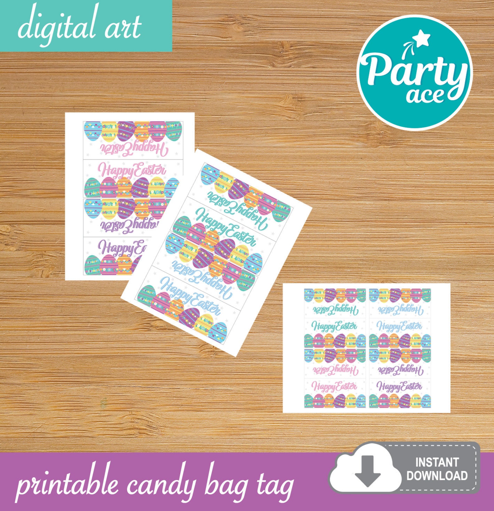 Happy Easter Printable Candy Bag Tags Egg Hunt Gift Tags or - Etsy