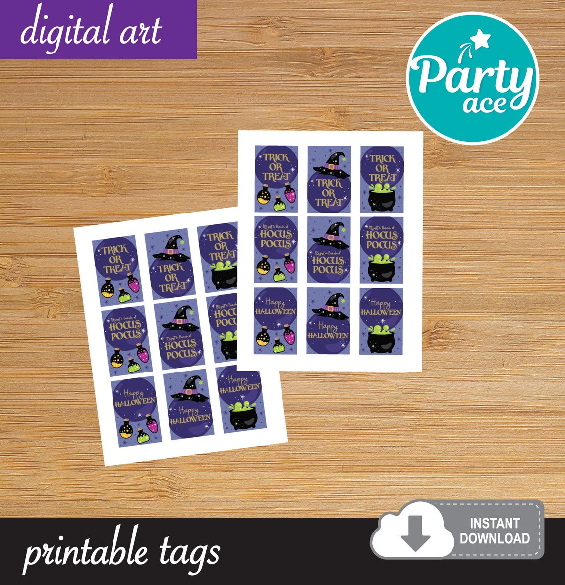 Hocus Pocus Halloween Printable Tags Witch Potion Happy - Etsy