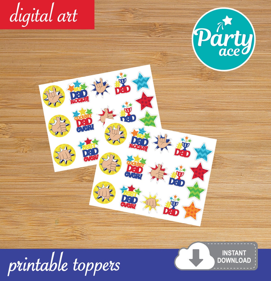 Happy Father's Day Toppers Printable Best Dad Ever - Etsy