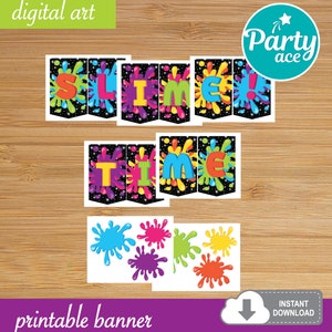 Slime Time! Printable Banner Neon Art Splash Slime Paint Party - Etsy