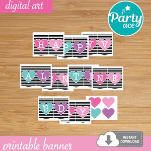 Happy Valentine's Day Pink Printable Banner Sign San Valentine's Day ...
