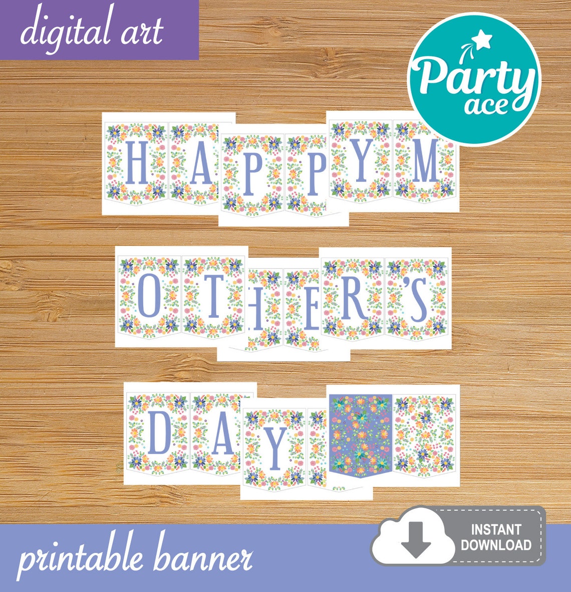 Happy Mother's Day Mom Banner Flowers Lavander Tea | Etsy