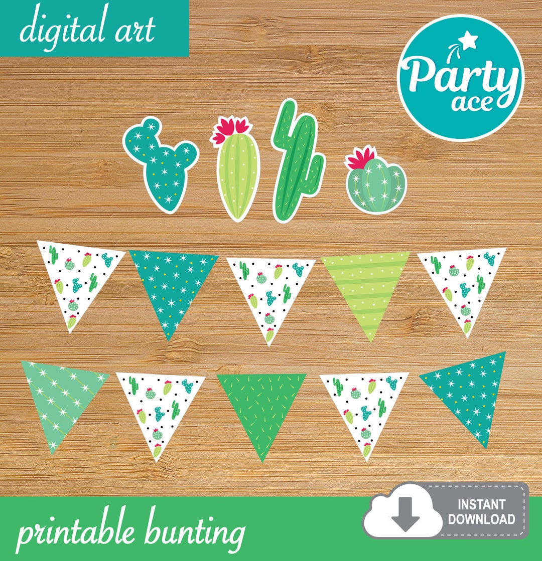 Cactus Printable Banner Bunting Garland Cutouts for a Picnic Summer ...