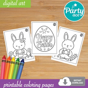 Happy Easter Coloring Printable Pages for Kids for Learning Activities ...