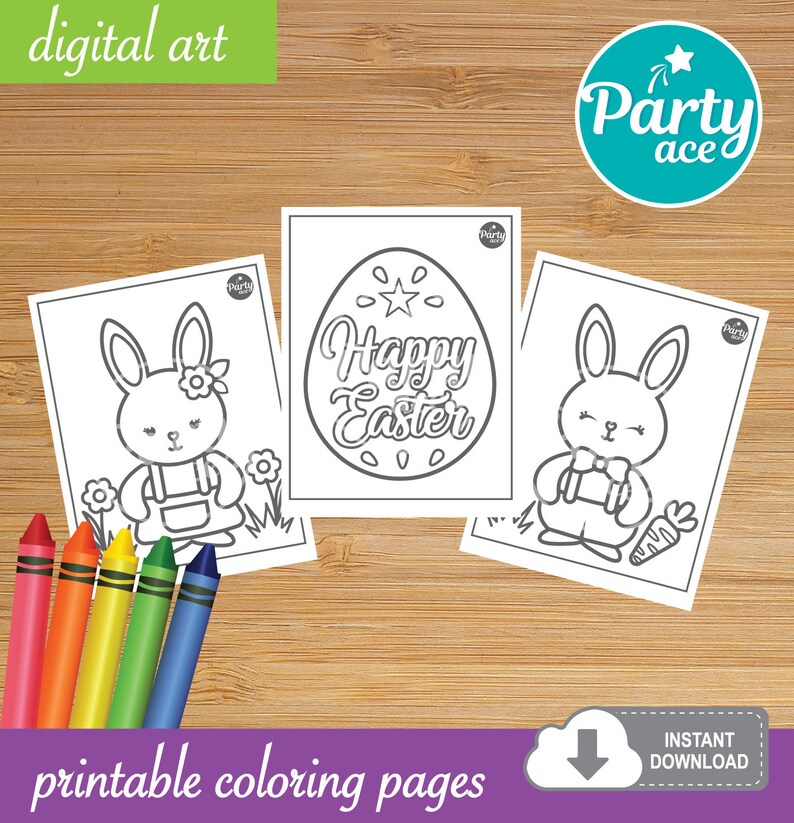 Happy Easter Coloring Printable Pages for Kids for Learning - Etsy