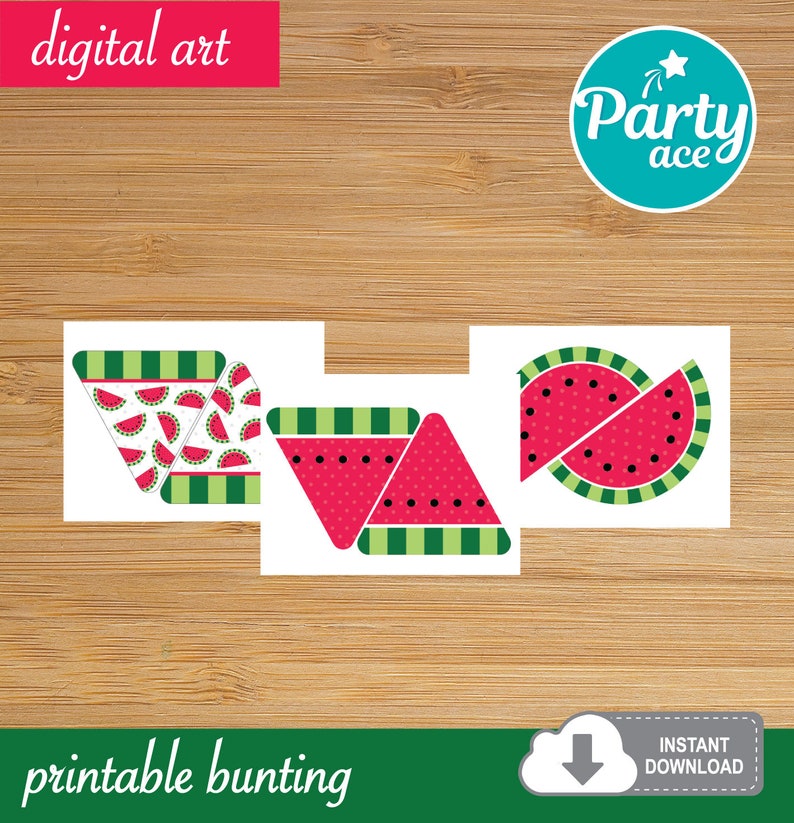 Watermelon Printable Banner Bunting Garland Cutouts for a | Etsy