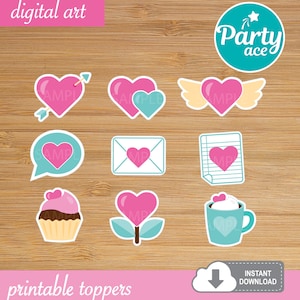 Saint Valentine's Day Printable Cupcake Toppers, Gift Tags or Stickers ...