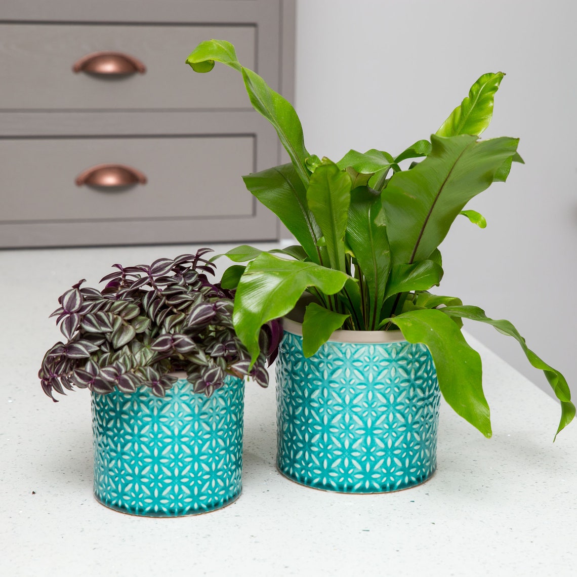 Turquoise Moroccan Ceramic Planter Pot Gloss and Matte - Etsy UK
