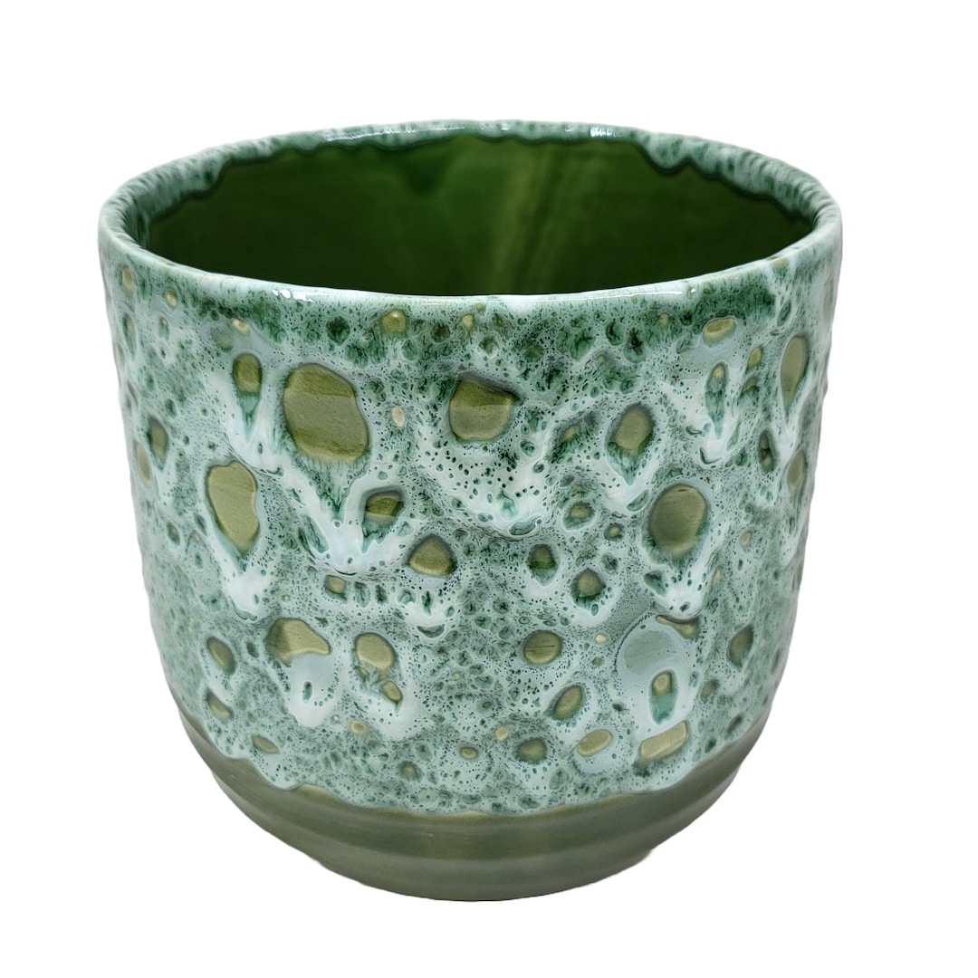 Emerald Green Reactive Glazed Ceramic Planter / House Plant Pot ...