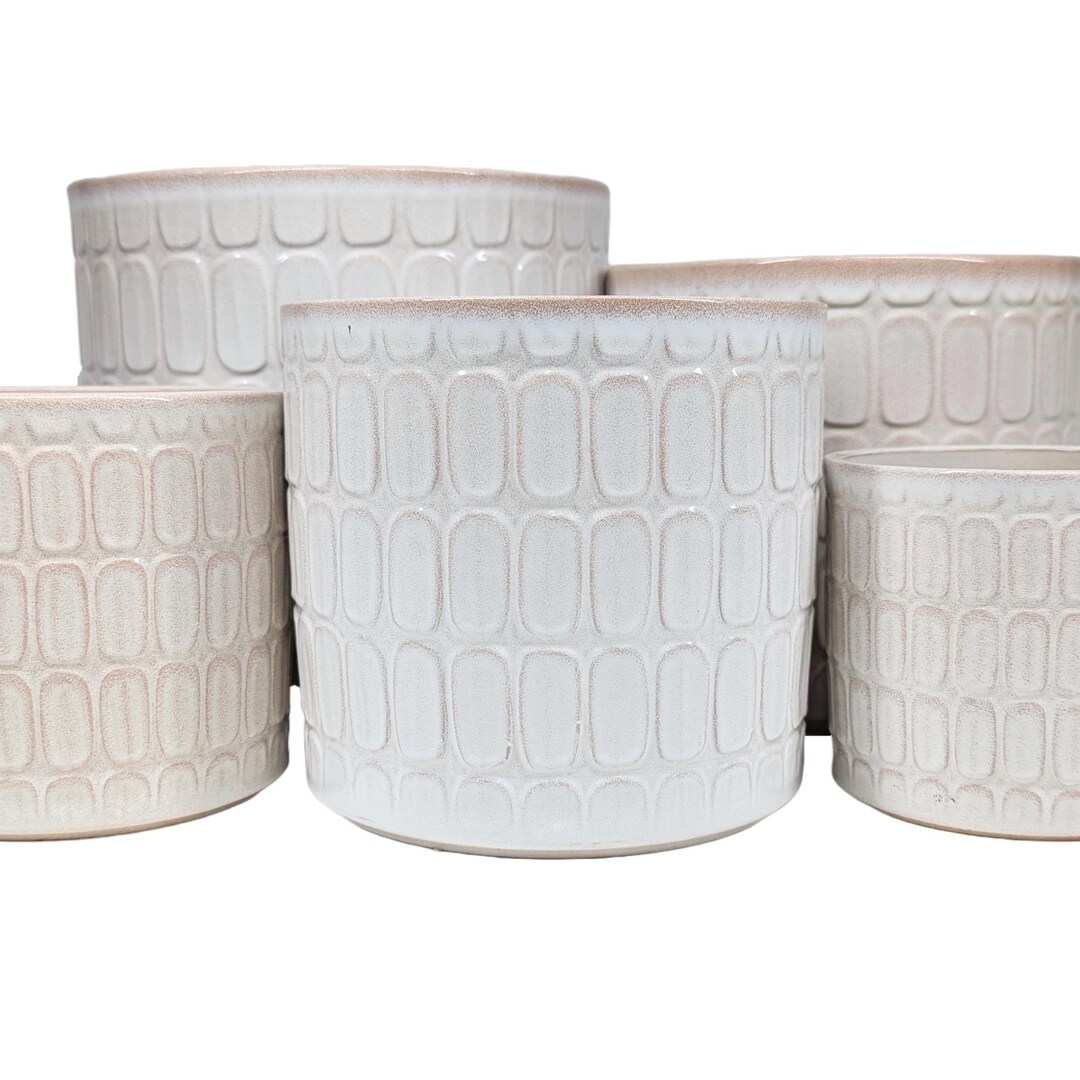 Distressed White Textured Ceramic Planter / House Plant Pot / Various ...