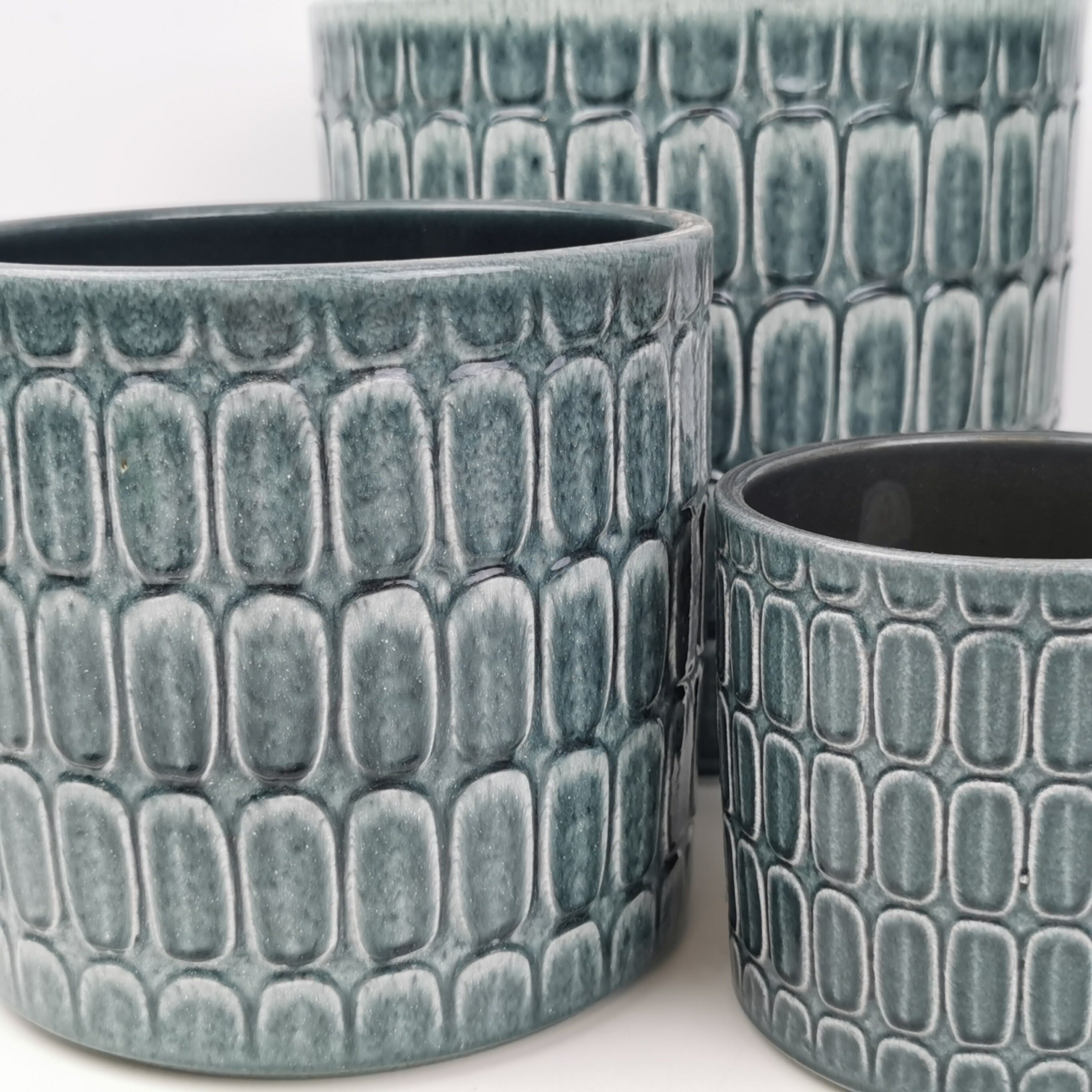 Slate Grey Textured Glazed Ceramic Planter / House Plant Pot / - Etsy UK