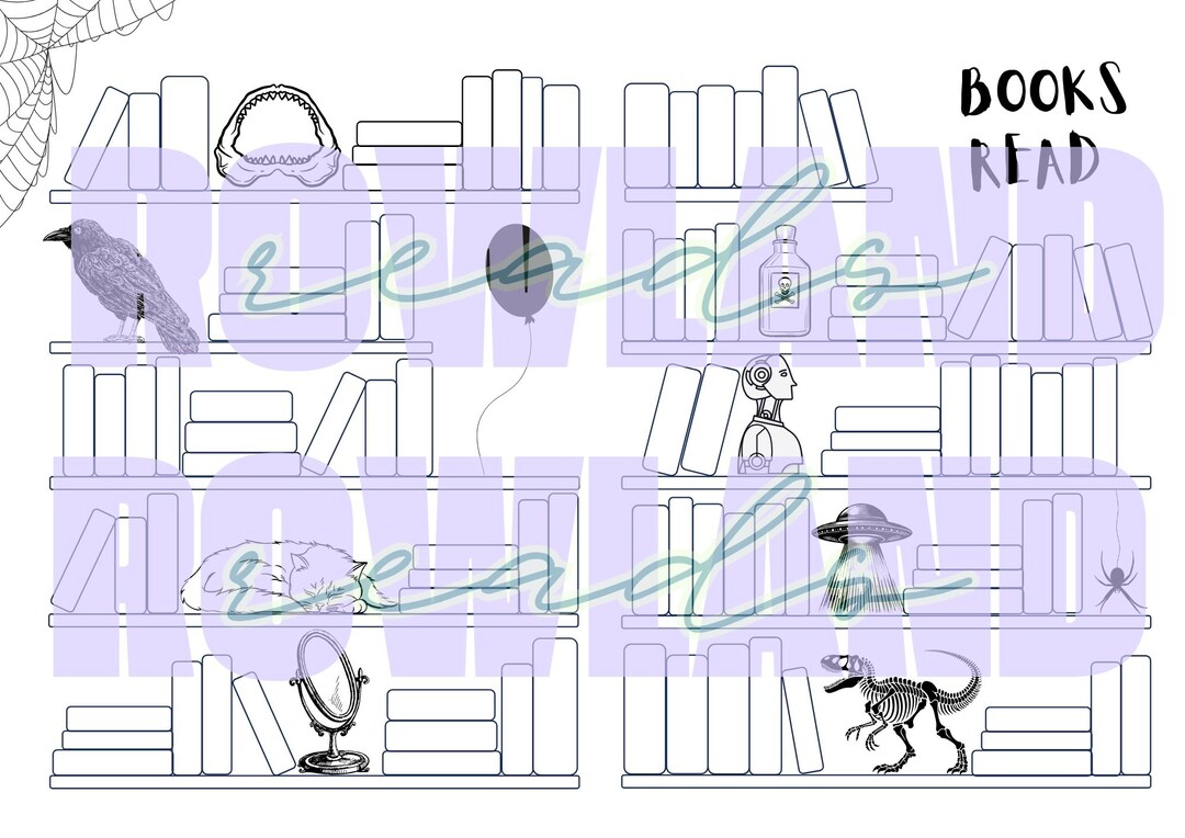 Horror Book Tracker Blank Shelves Template - Etsy