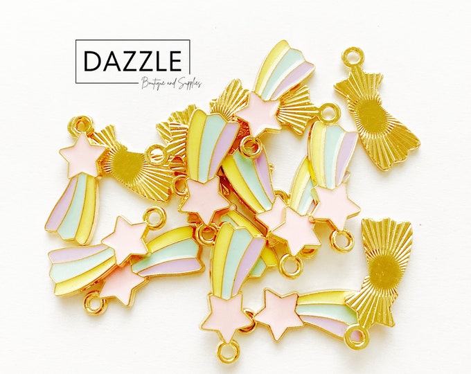 Pastel Shooting Star Charms Set of 5 Size 17mm Pastel Kawaii Charm ...