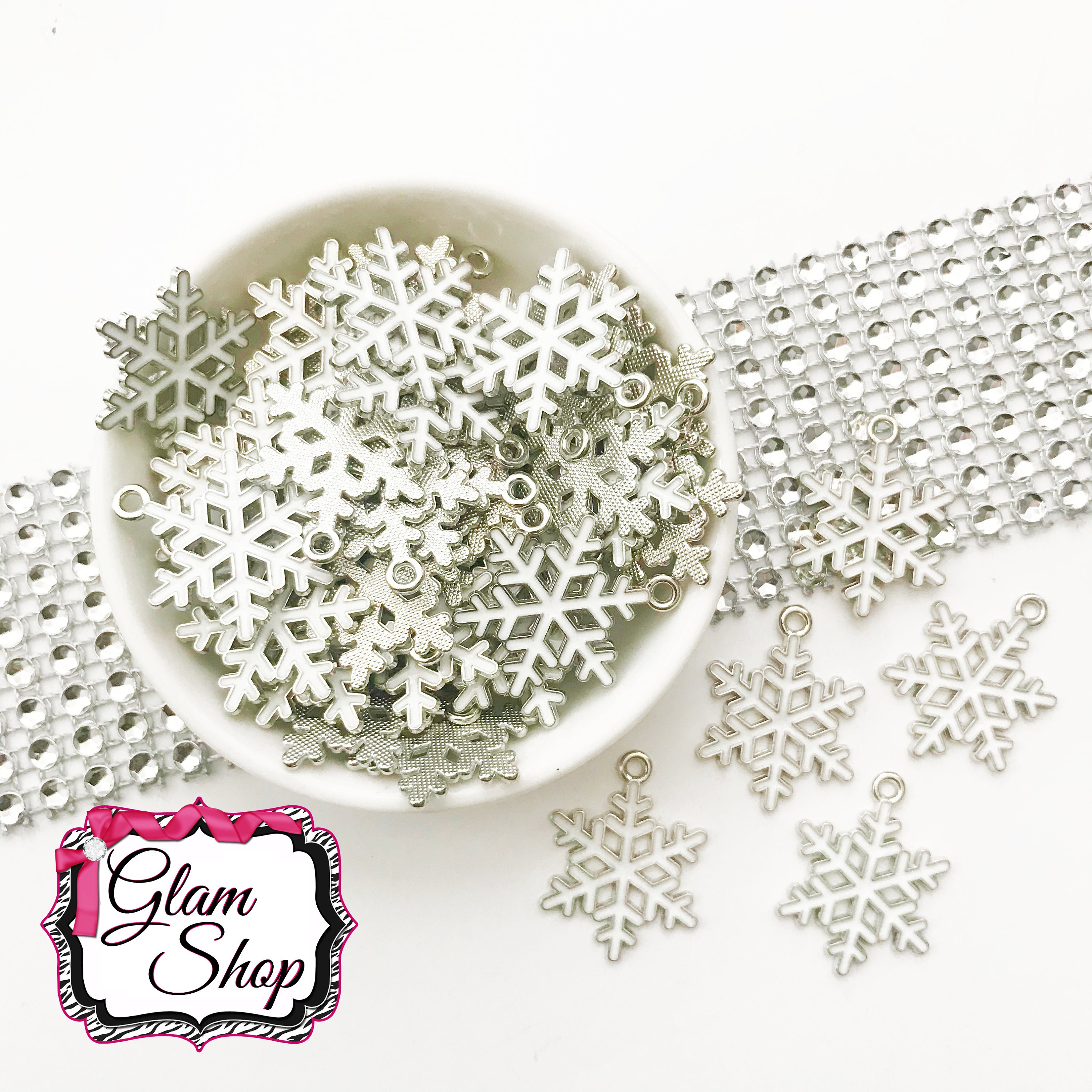 Snowflake Charms Set of 5 Size 22mm Frozen Charm - Etsy
