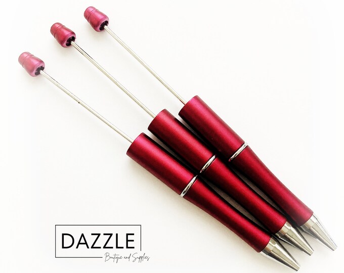 Beadable Pen RED Set of 3, for Silicone Focal Beads, Beaded Pens ...