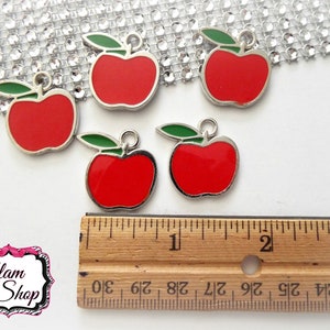 Red Apple Charms Set of 5 Size 20mm Back to School - Etsy