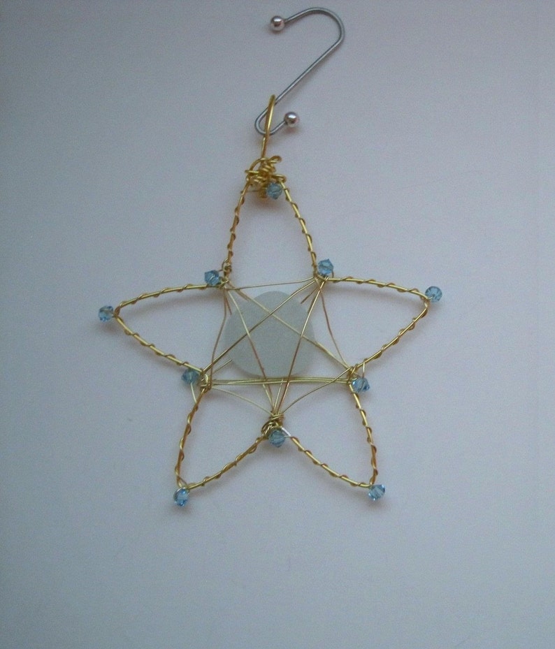Item 398, Genuine Sea Glass Wire Wrapped Star Ornament - Etsy