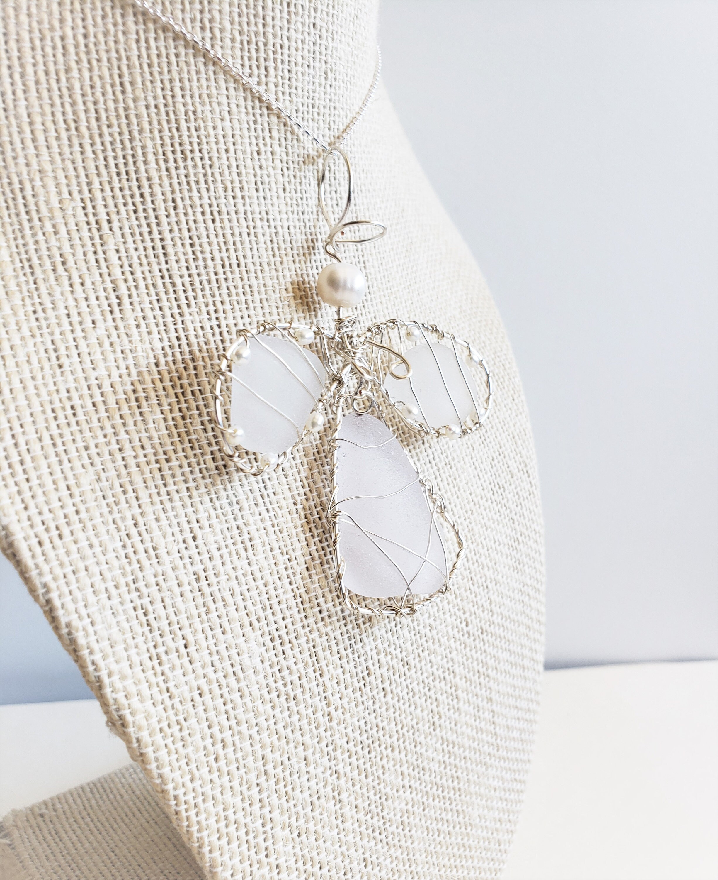 Item 994 - Genuine Sea Glass Wire Wrapped Angel, Christmas Jewelry ...