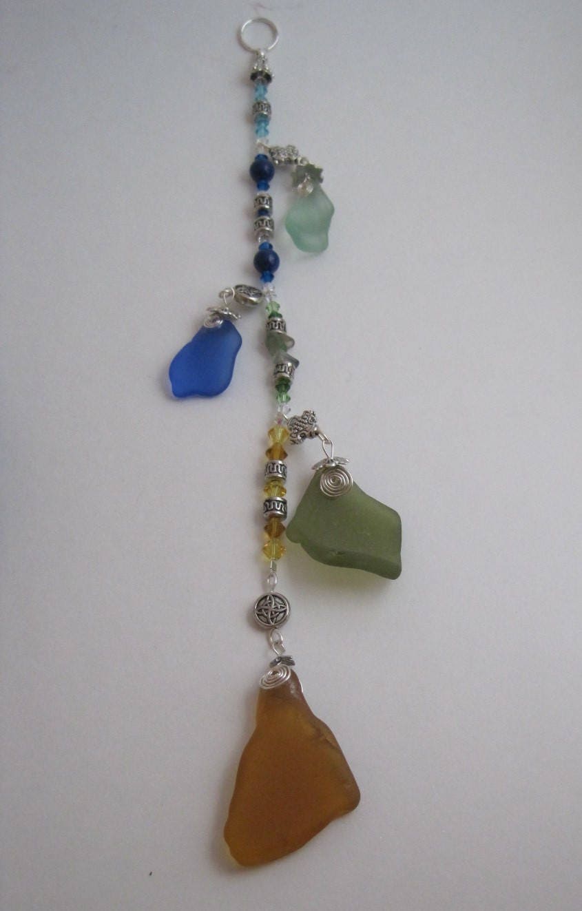 Genuine Sea Glass Sun Catcher With Sea Glass in Four Colors (611), Sea ...
