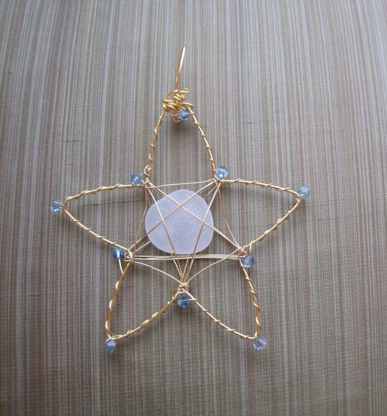 Item 398, Genuine Sea Glass Wire Wrapped Star Ornament - Etsy