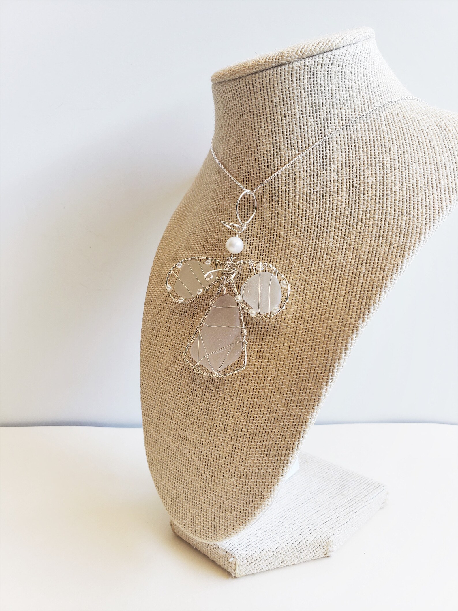 Item 994 - Genuine Sea Glass Wire Wrapped Angel, Christmas Jewelry ...