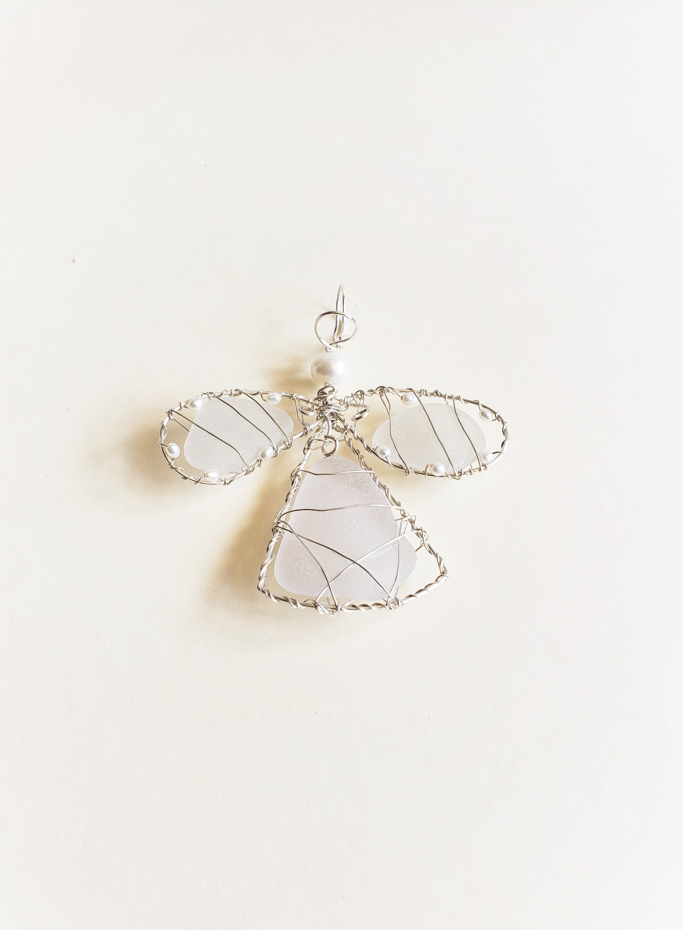 Item 994 - Genuine Sea Glass Wire Wrapped Angel, Christmas Jewelry ...