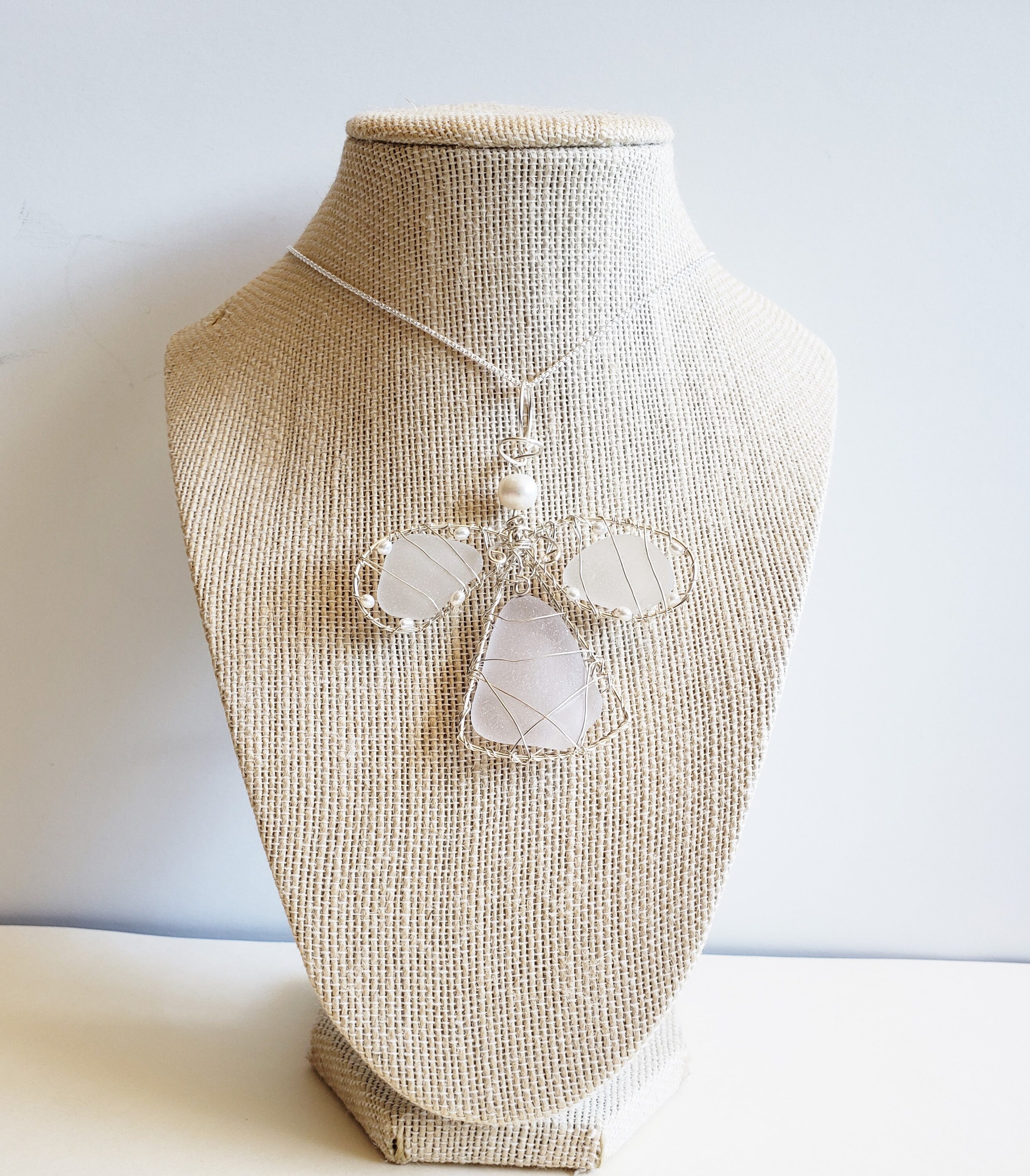 Item 994 - Genuine Sea Glass Wire Wrapped Angel, Christmas Jewelry ...