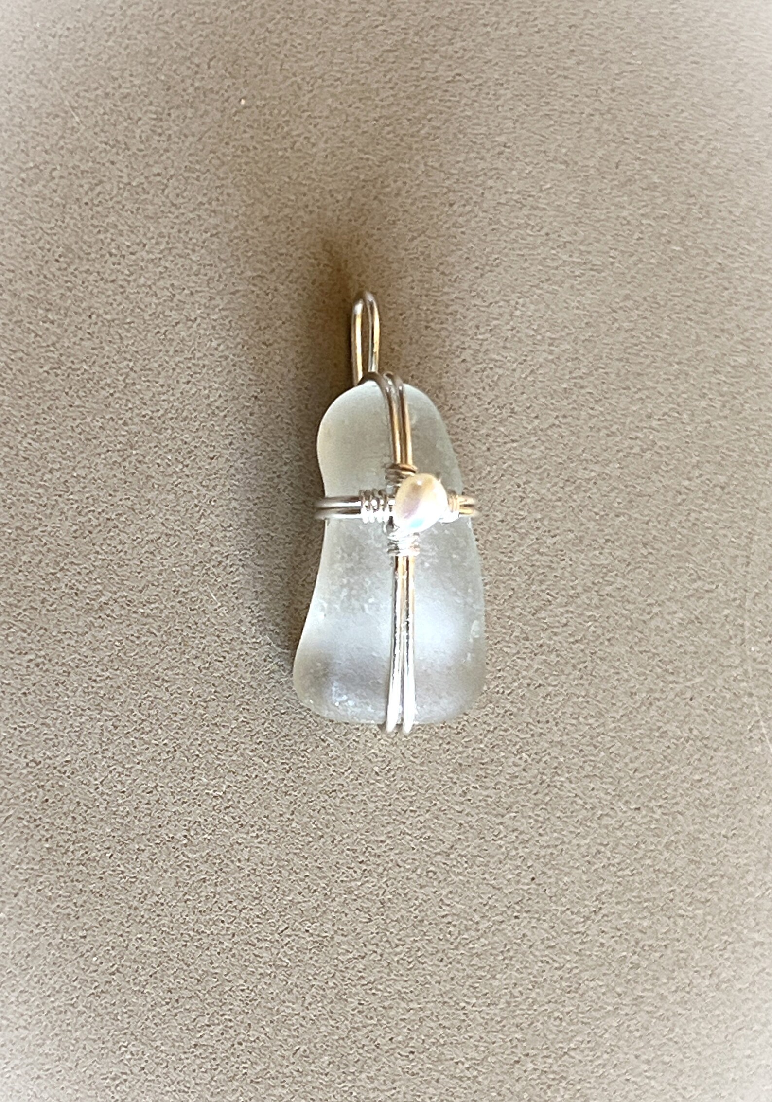 Item 1221 Genuine Sea Glass Wire Wrapped Cross Pendant With Pearl ...