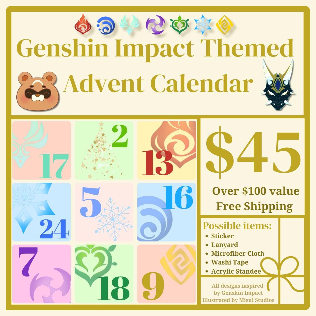Genshin Impact Advent Calendar - Etsy UK
