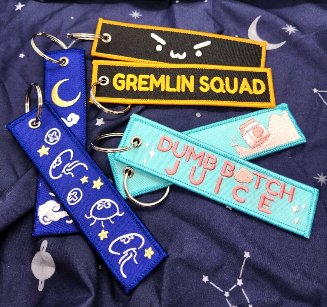 Embroidered Jet Tag: Moon Jelly Clouds | Dumb Juice | Gremlin Squad - Etsy