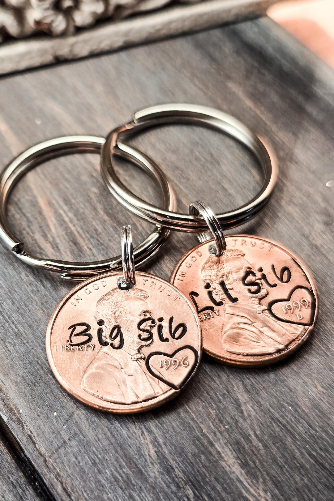Personalized Little Brother Big Sister Penny Keychain, for Him, for Her ...