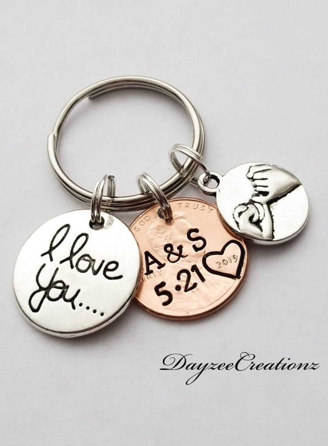 Personalized Anniversary Gift Customized Engraved Penny Keychain ...