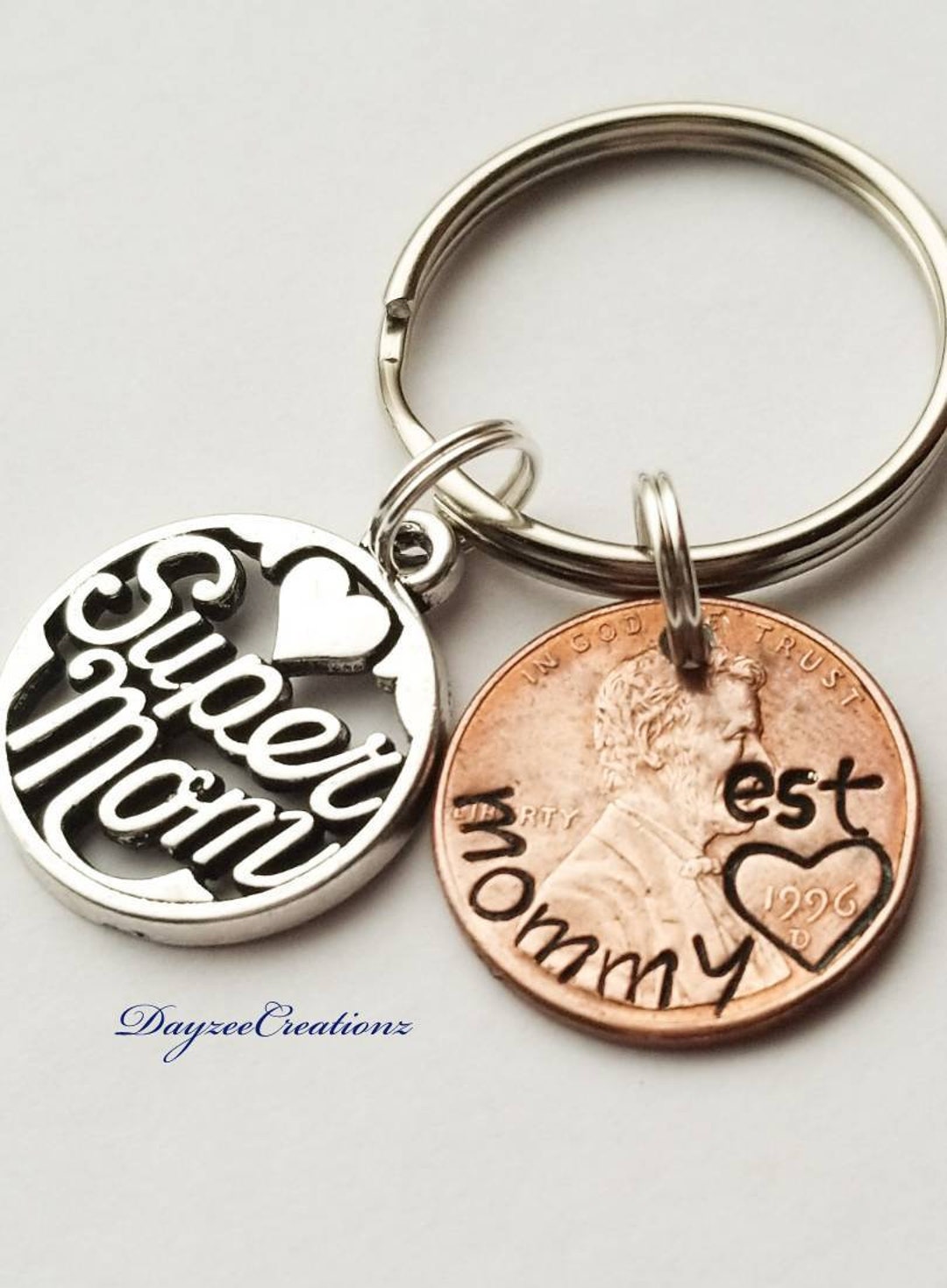Personalized Mommy Penny Keychain New Mommy Mother's Day - Etsy