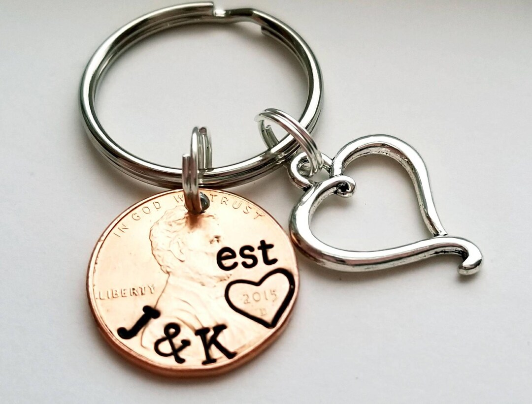Personalized Penny Keychain Anniversary Gift for Womenfor - Etsy