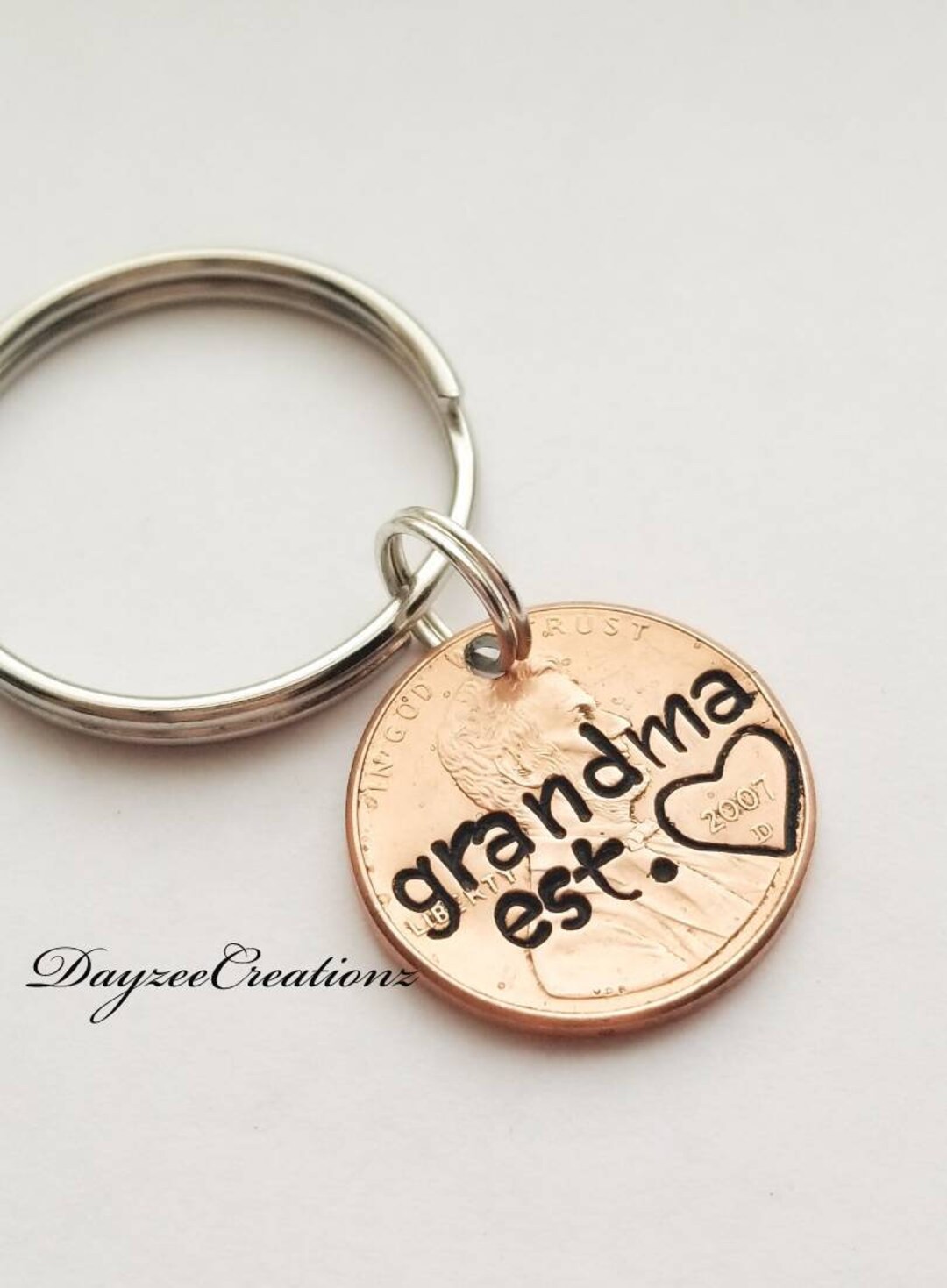 Custom Penny Keychain for Grandma, Stamped Gift for Mother's Day ...