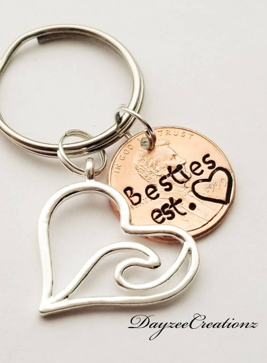 Custom Personalized Besties Est. Lucky Penny Keychain Best - Etsy