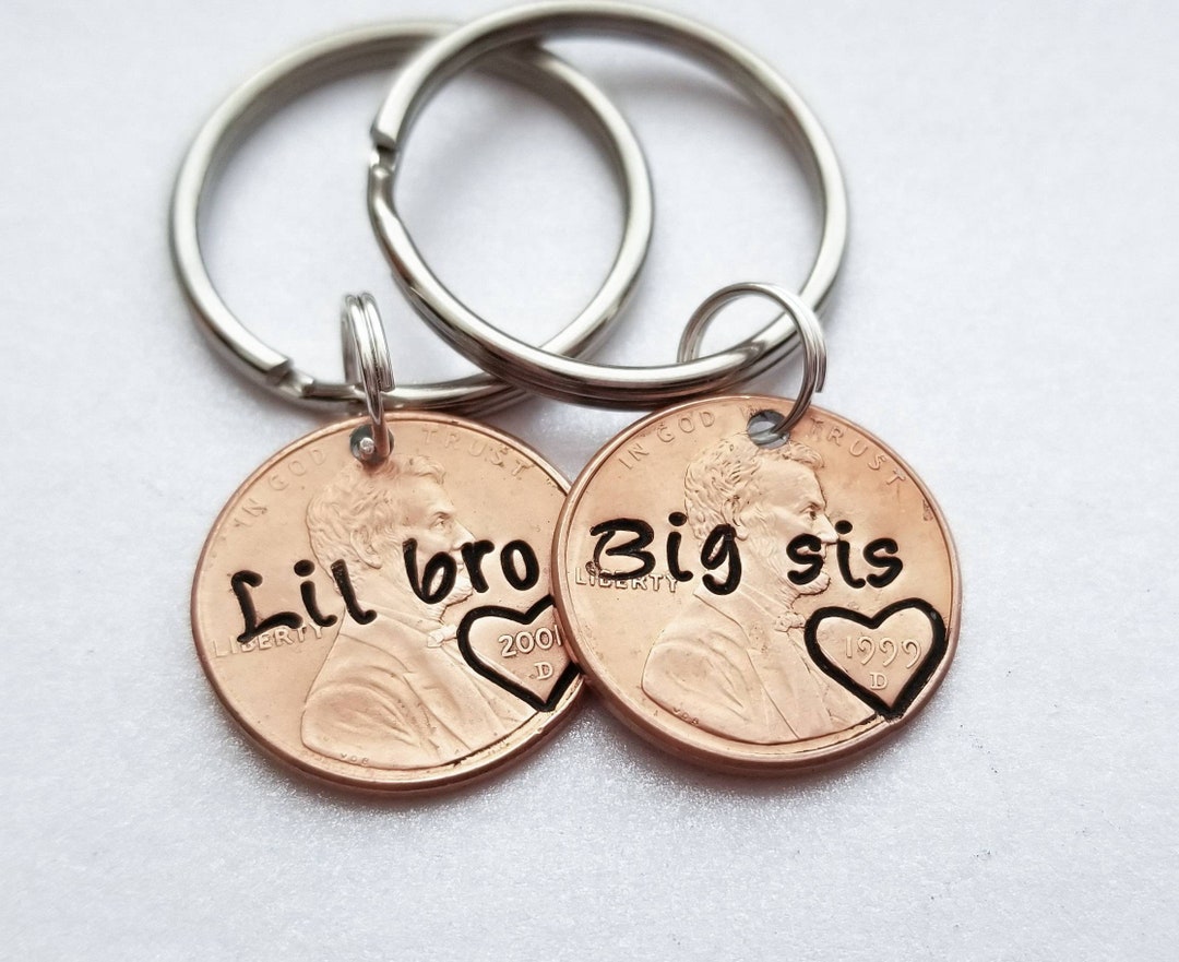 Personalized Little Brother Big Sister Penny Keychain, for Him, for Her ...
