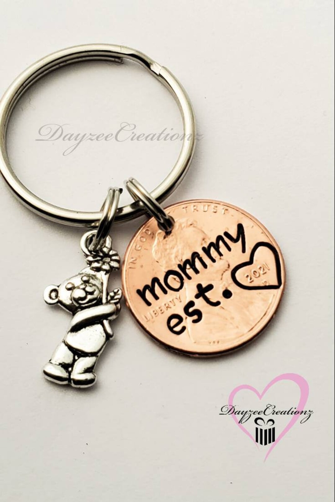Personalized Mommy Penny Keychain New Mommy Mother's Day - Etsy