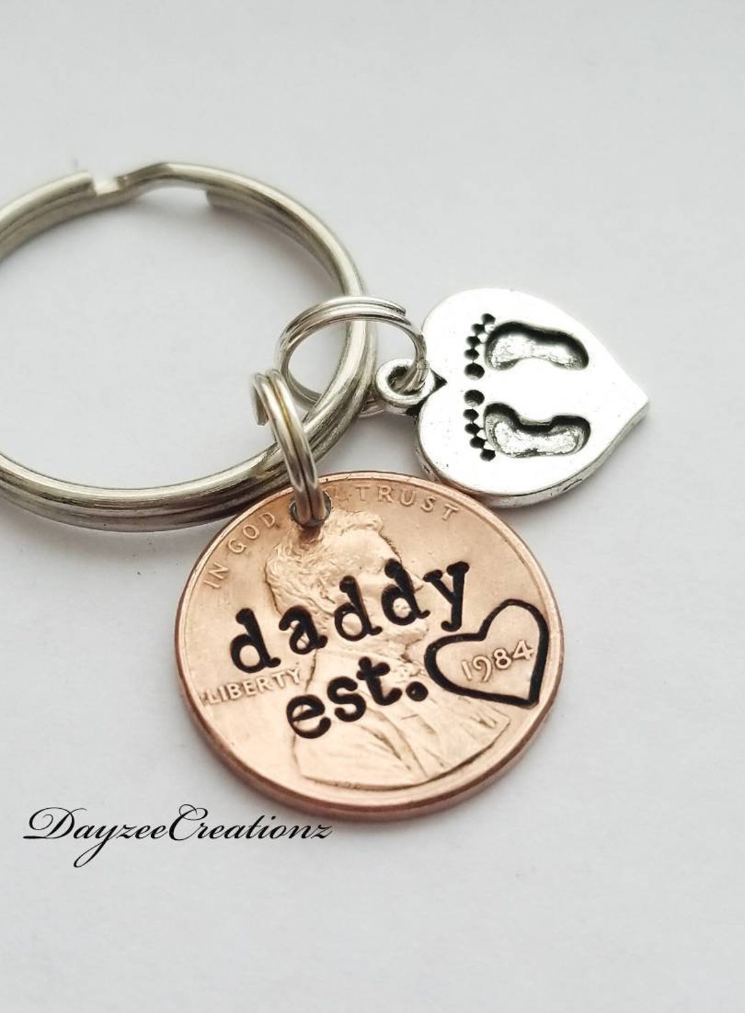 Personalized Daddy Penny Keychain. New Dad Gift Father's - Etsy