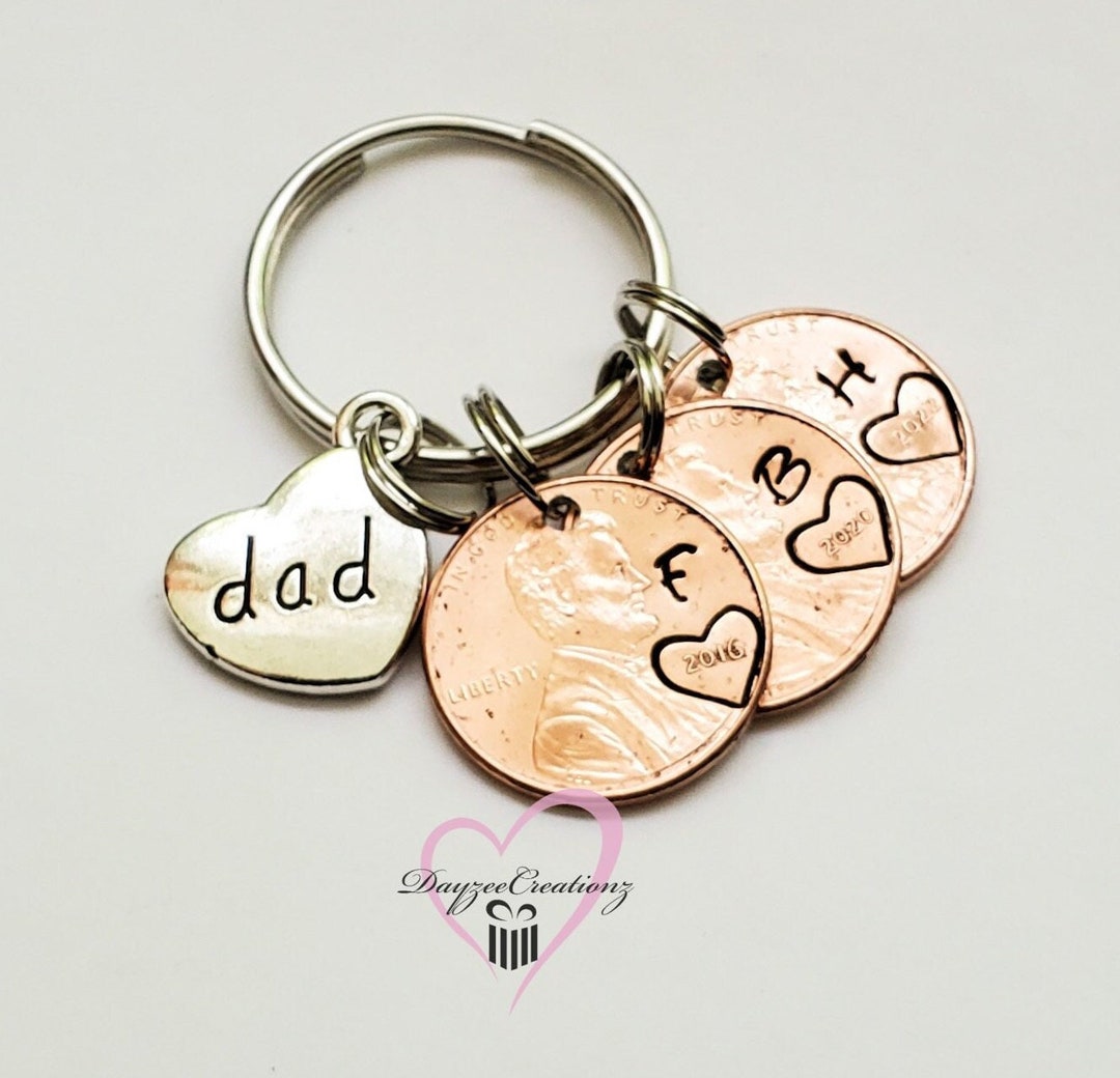 Personalized Daddy Lucky Penny Keychain New Daddy Gift New - Etsy