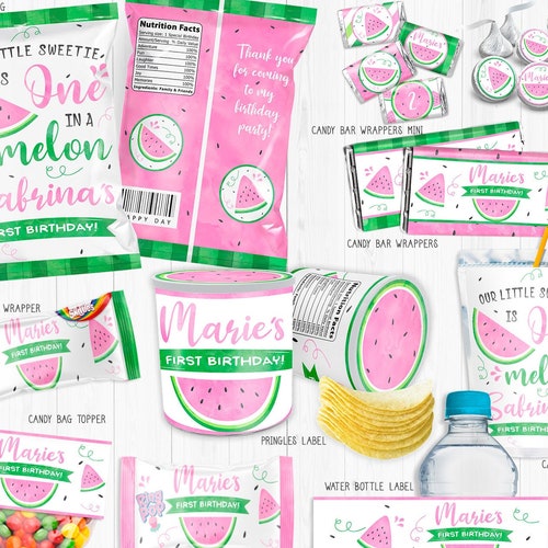 Watermelon Candy Wrappers Personalized Watermelon Chip Bag - Etsy