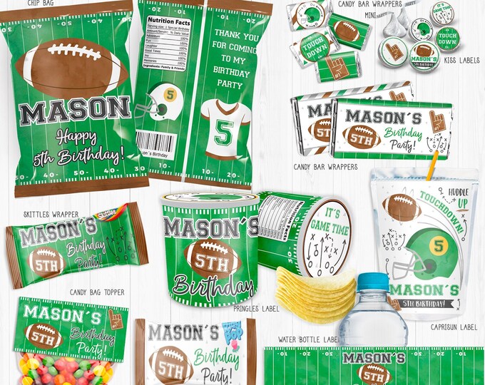 Football Candy Package, Personalized, Football Party Bundle, Football ...
