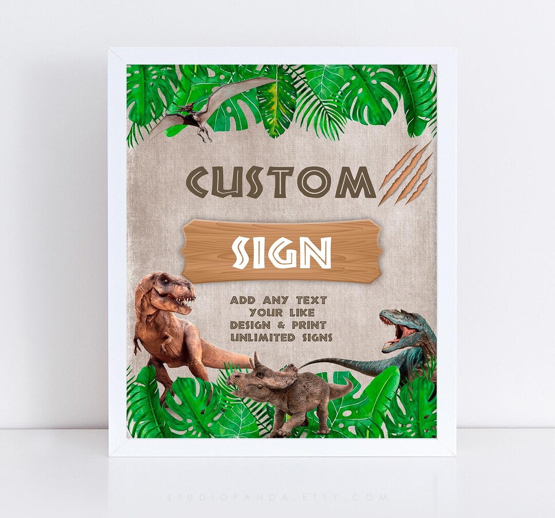 Dinosaur Custom Sign, Instant Download, Dinosaur Decoration, Dinosaur ...