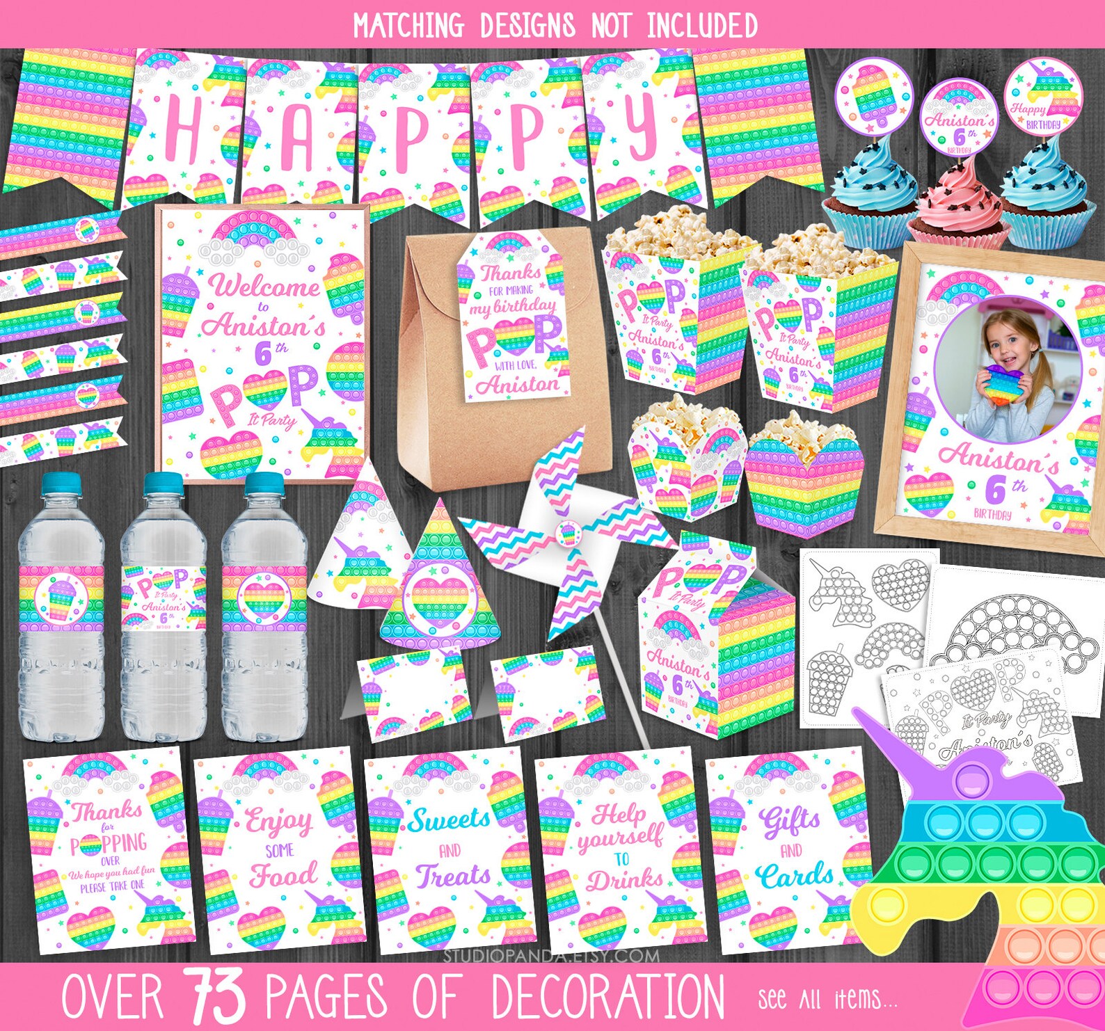 Pop It Popcorn Box Personalized Pop It Decoration Fidget - Etsy