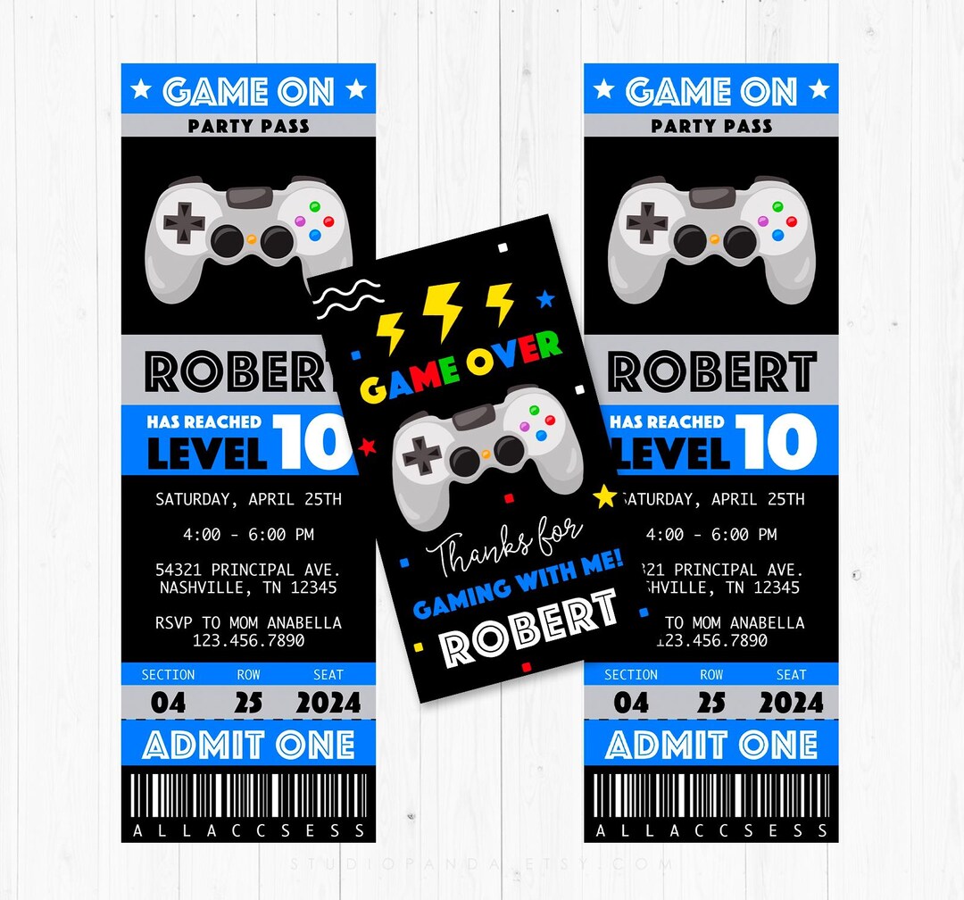 Video Game Invitation 6, Personalized, Video Game Party, Gamer ...