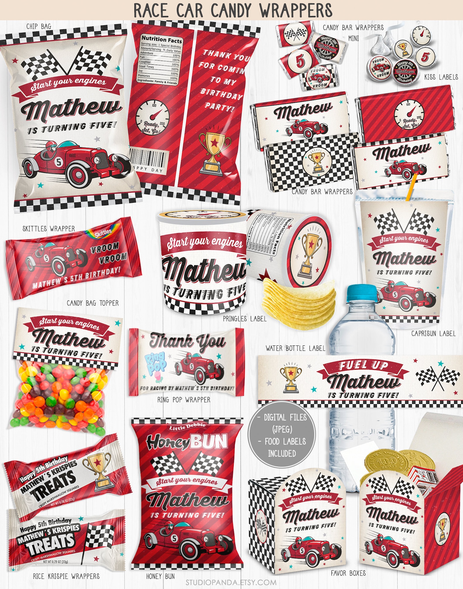 Race Car Candy Wrappers Personalized Car Wrappers Car Chip - Etsy