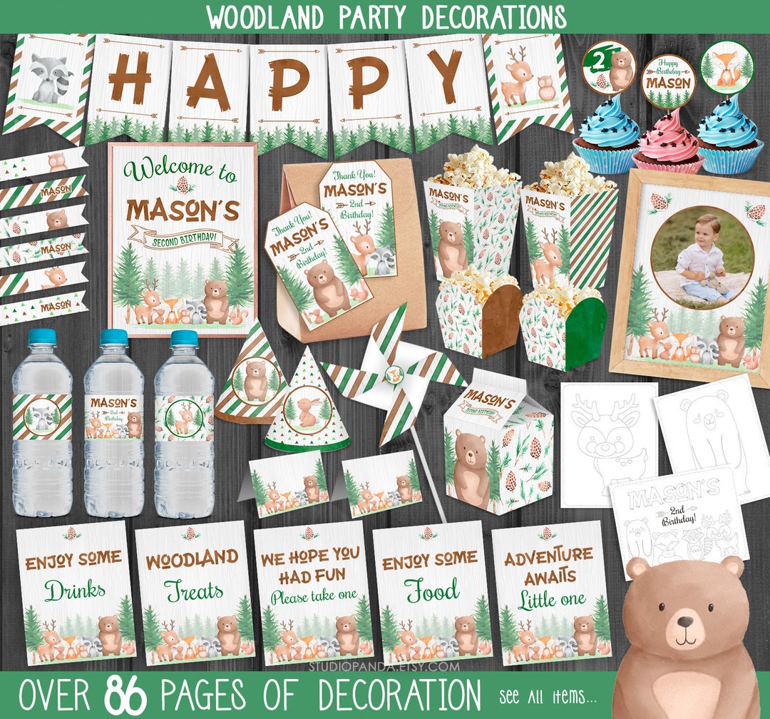 Woodland Animals Party Decorations, Personalized, Forest Decoration ...