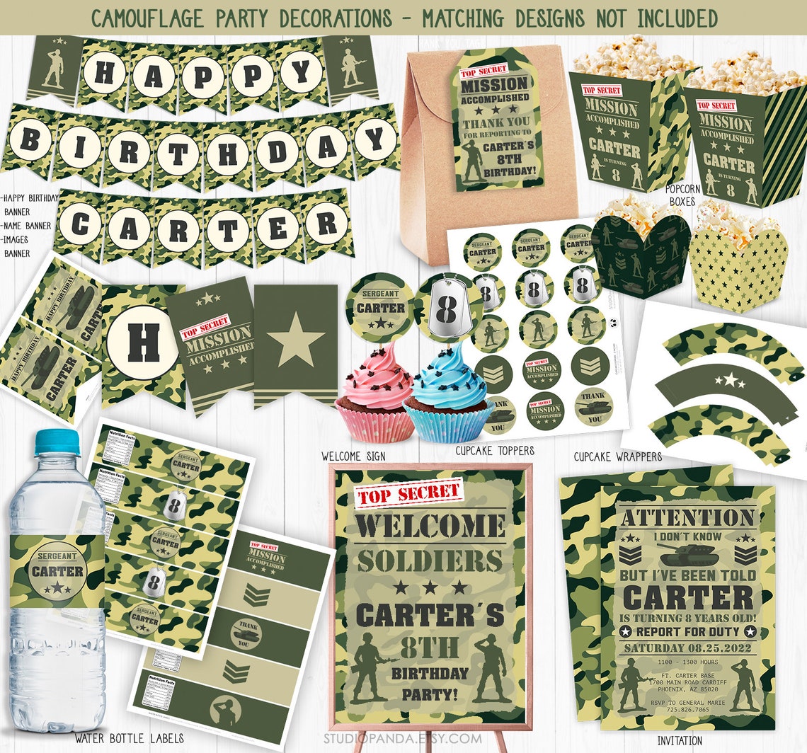 Camouflage Water Bottle Labels Personalized Camo Label Army | Etsy