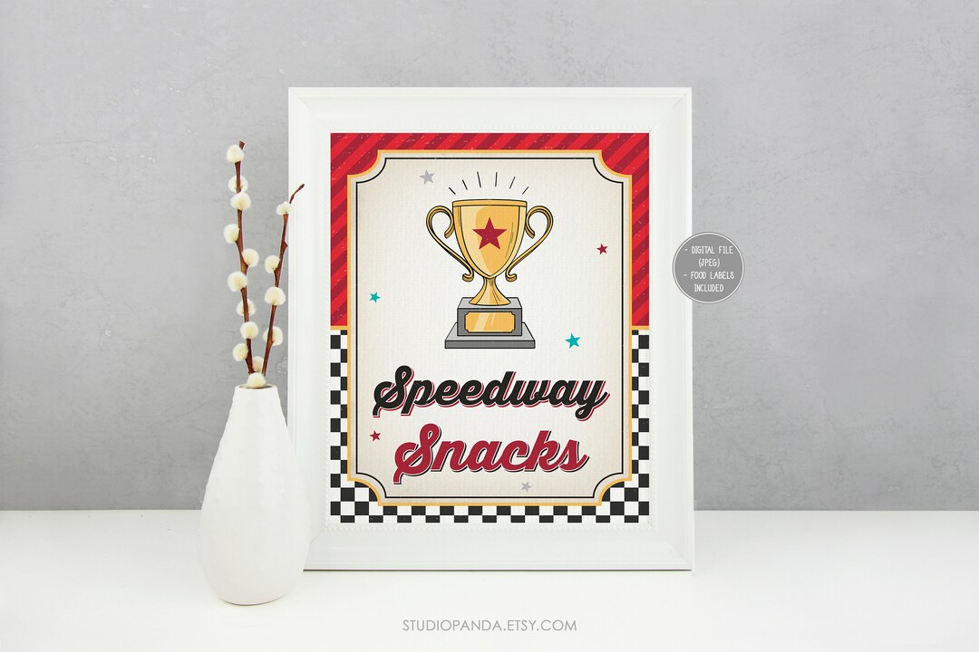 Speedway Snacks Sign, Instant Download, Race Car Sign, Car Decoration ...