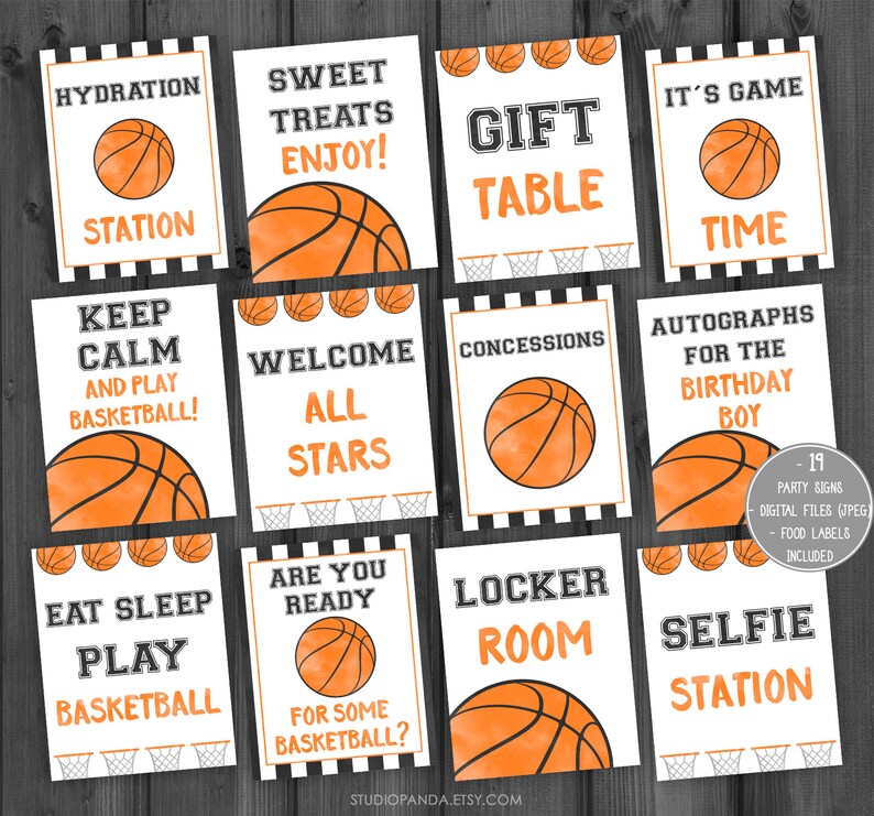 Basketball Party Signs Instant Download Sports Signs - Etsy